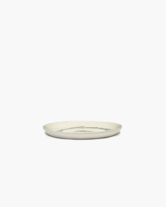 Breakfast plate white swirl - blue stripes Feast – Serax US